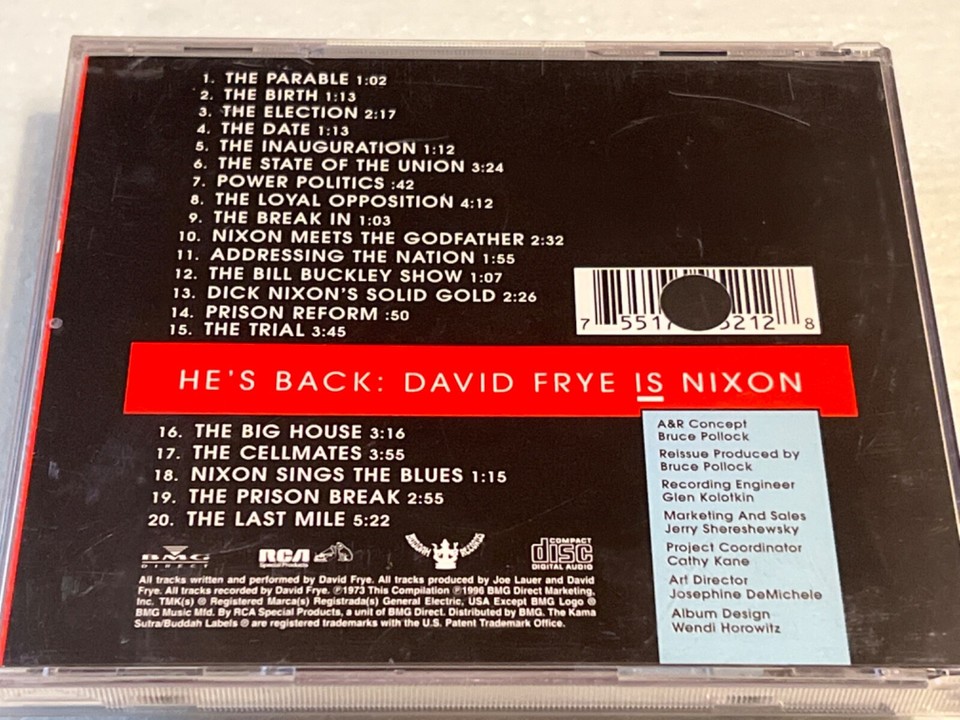 He's Back: David Frye Is Nixon [1973] David Frye (CD, BMG BUDDAH, 1996 ...
