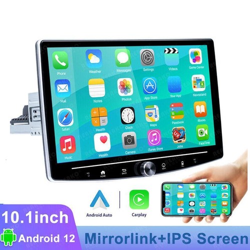 Rotatable 10.1" 1Din Android 12 Carplay Car GPS Navigator FM RDS Stereo ...