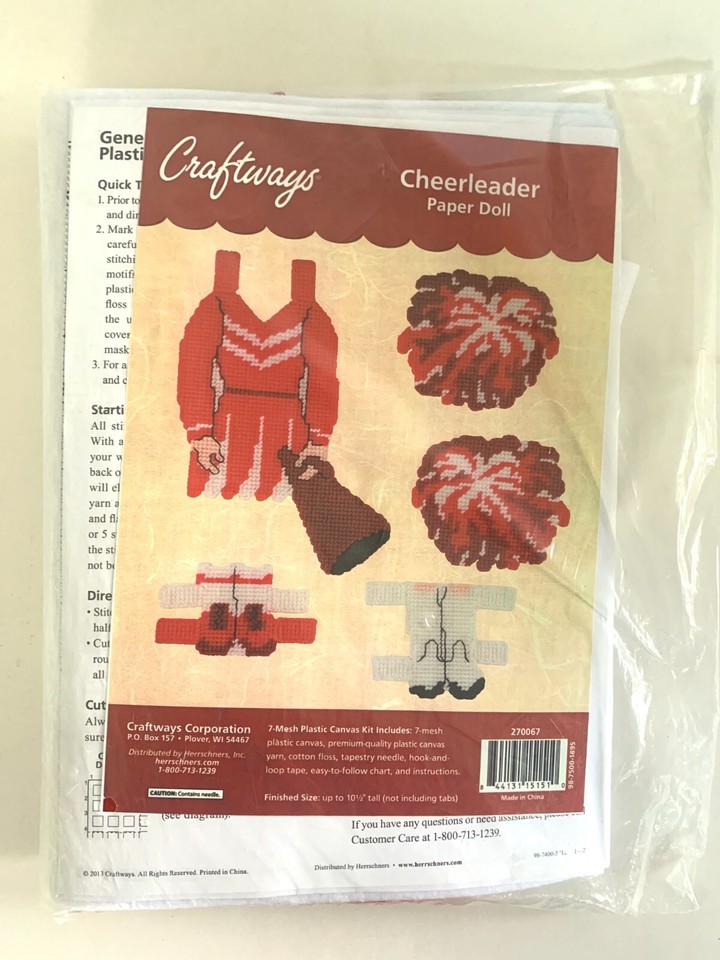 Craftways Cheerleader Paper Doll 7 Count Mesh Plastic Canvas Kit 5 ...
