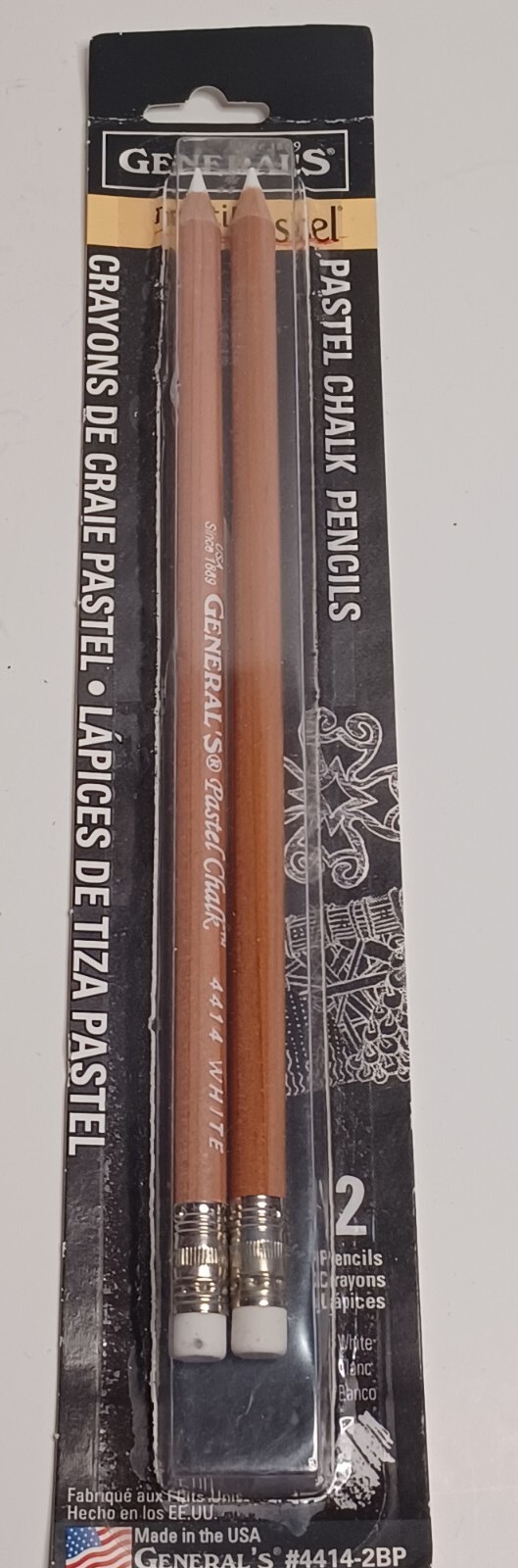 General Pencil GEN-4414-2BP 2 Piece Multi-Pastel Chalk Pencils, White ...