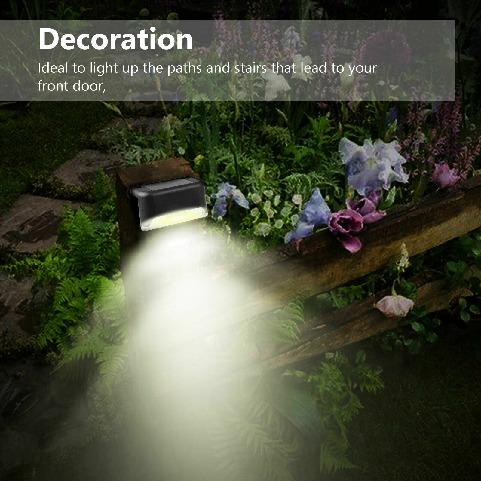 4 Solar LED Bright Deck Lights Outdoor Garden Patio Railing Decks Path ...