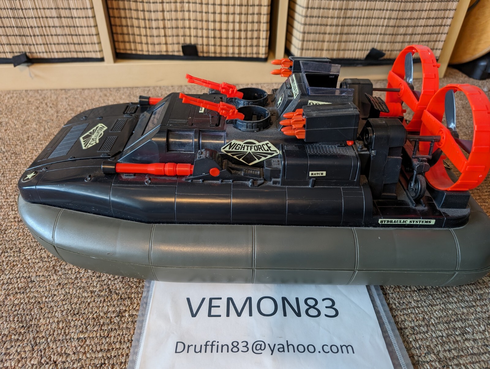 GI JOE NIGHT FORCE NIGHT Killer whale hovercraft vehicle 99% Complete ...