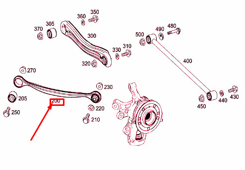 NEW MERCEDES-BENZ ML W166 REAR AXLE SUSPENSION STRUT ROD A1663500306 ...