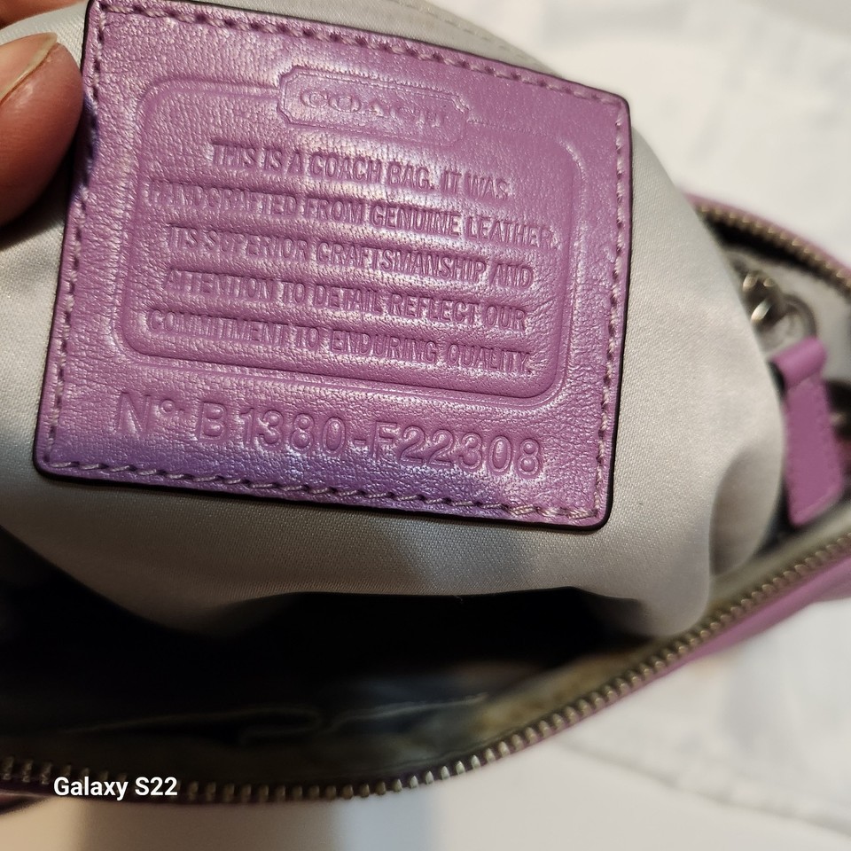 Vintage Coach Purple Shoulder Bag Silver Hardware Logo Tag Metal Clasp ...