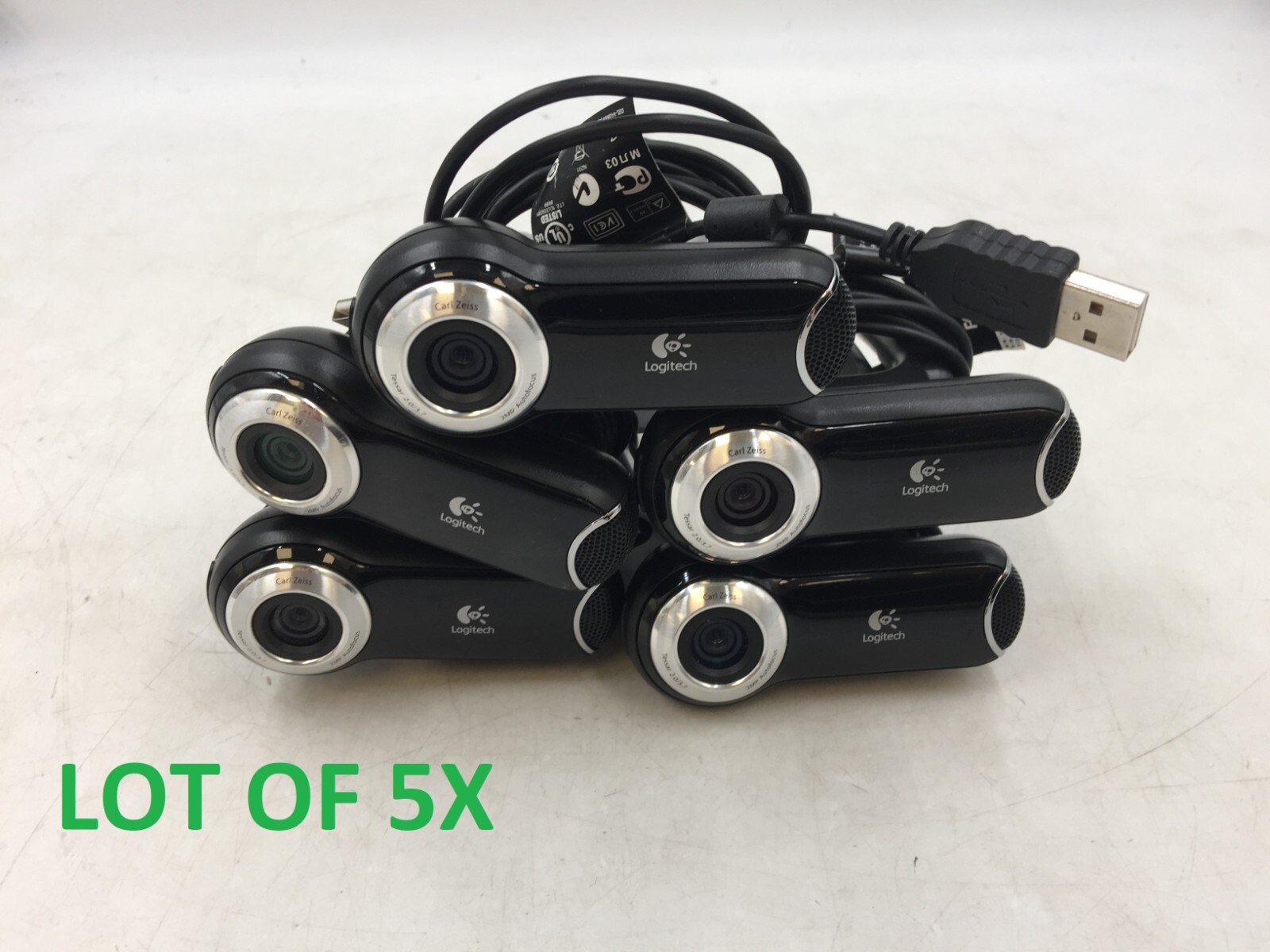 LOT OF 5 Logitech V-U0009 USB Webcam Pro 9000 2MP Carl Zeiss Lens FREE ...