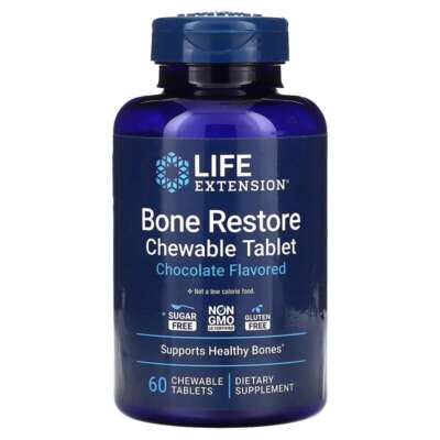 Life Extension Bone Restore 60 Chewable Tabs Magnesium/Amino Acid/D3 ...