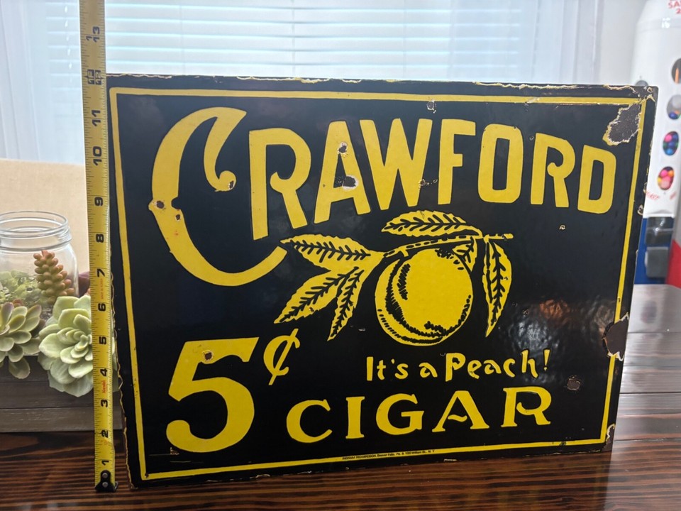 Crawford it’s a Peach! Porcelain Flange sign Ingram Richardson Beaver ...