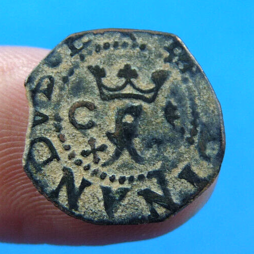 1474 - 1504 YEAR FERDINAND & ISABELLA ANTIQUE COIN COLUMBUS ERA COLON ...