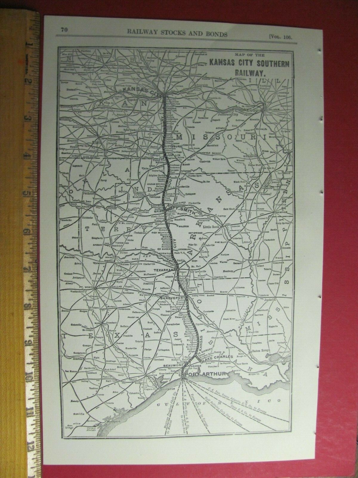 1918 KANSAS CITY SOUTHERN SYSTEM MAP DEPOTS TOWNS KCS RR HISTORY | eBay