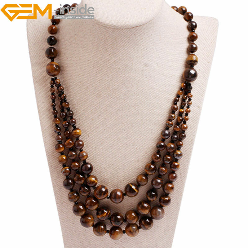 8-12mm Gemstones Beads Jewelry Beaded Princess Charm Necklace Women ...