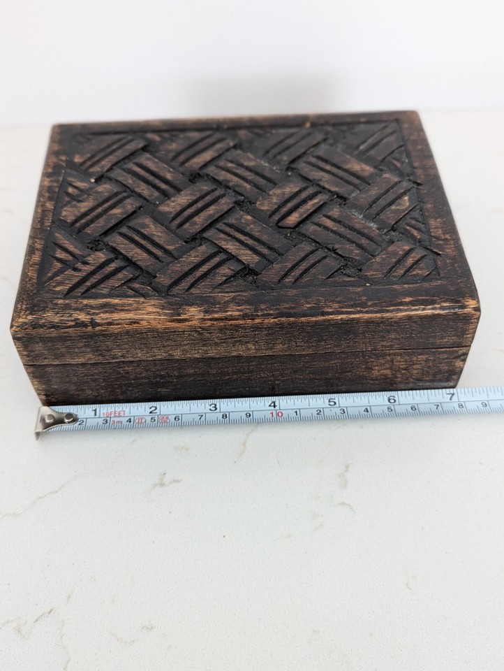 Wood Tobacco Hinged Box 7×5×2.5 Vintage Antique Cigars Trinkets ...
