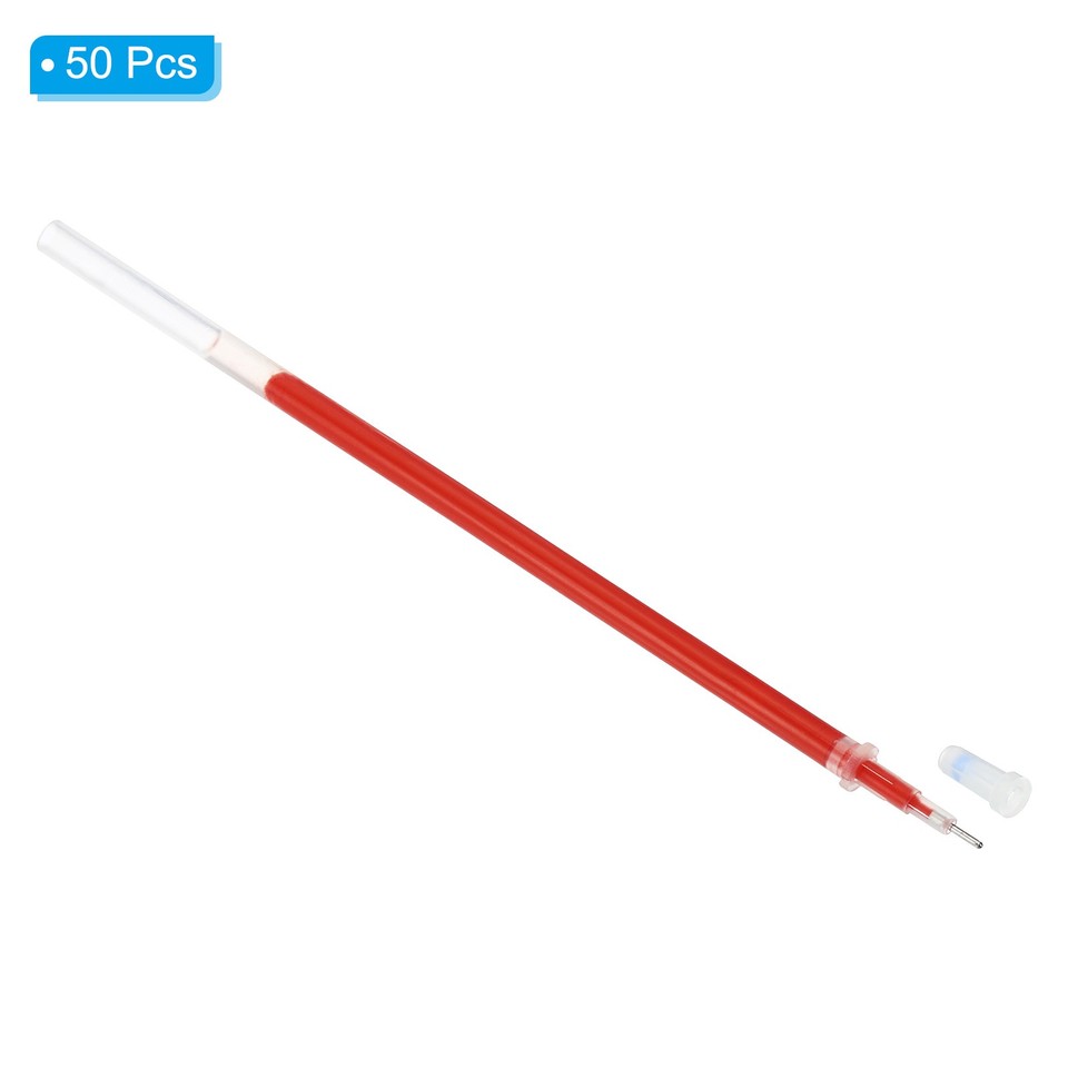 50pcs 130mm Gel Ink Pen Replace Refills 0.5mm Fine Tip Red Ink ...