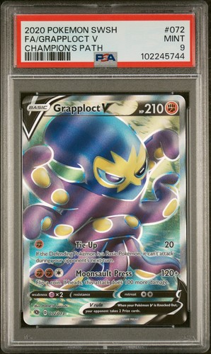 2020 POKEMON SWORD & SHIELD CHAMP'S PATH #072 FULL ART/GRAPPLOCT V PSA ...