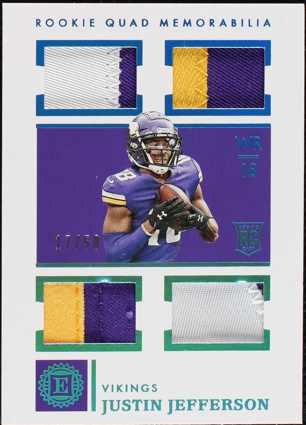 2020 Panini Encased - Rookie Quad Memorabilia Justin Jefferson #RQ-12 ...
