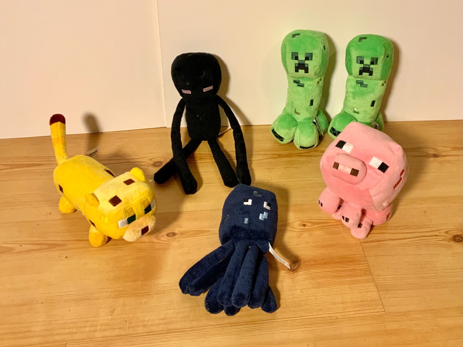 Minecraft Plush Toys LOT of 6 Ocelot, Enderman, Pig, Creeper (2), Squid ...