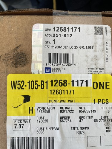 GM OEM 12681171 NEW GM WATER PUMP | eBay