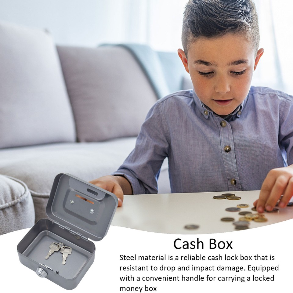 Small Lock Box Metal Cash Box Mini Safe Lock Box Money Bank Metal Coin ...