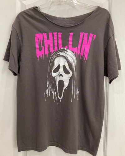 Ghost Face Men Graphic T-Shirt Size L Olive Chillin Ghost Face S/S ...