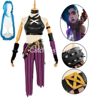 Arcane League of Legends LoL Jinx Cosplay Costume Wig Halloween Party ...