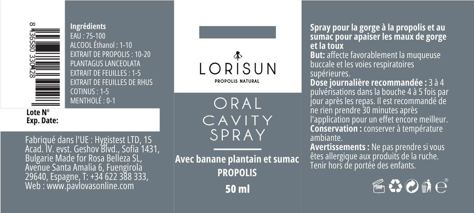 Lorisun Propolis Spray Pour La Gorge | Spray Bucal | Maux De Gorge Et ...