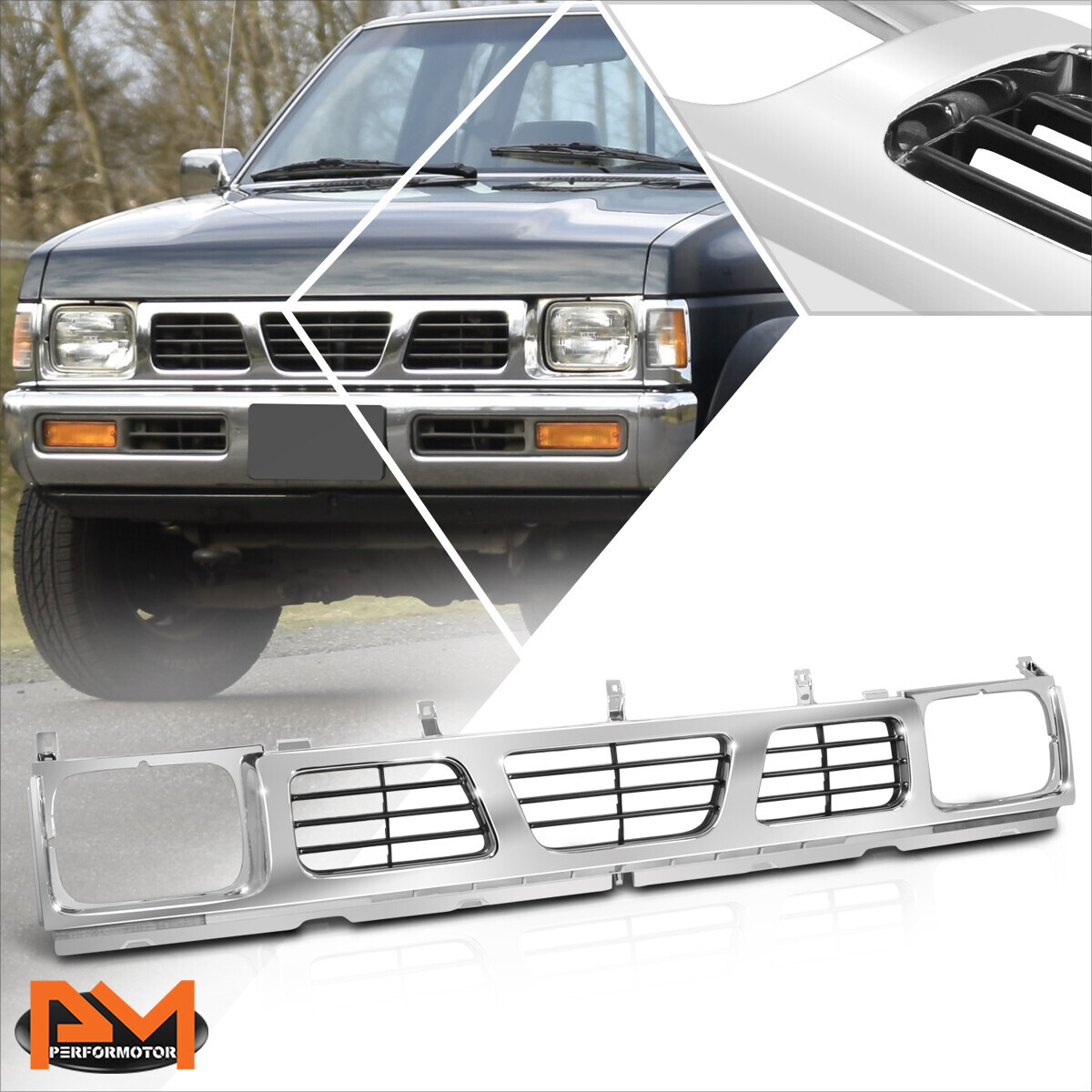 For 93-97 Nissan D21/Pickup Factory Style Chrome Frame Front Bumper ...