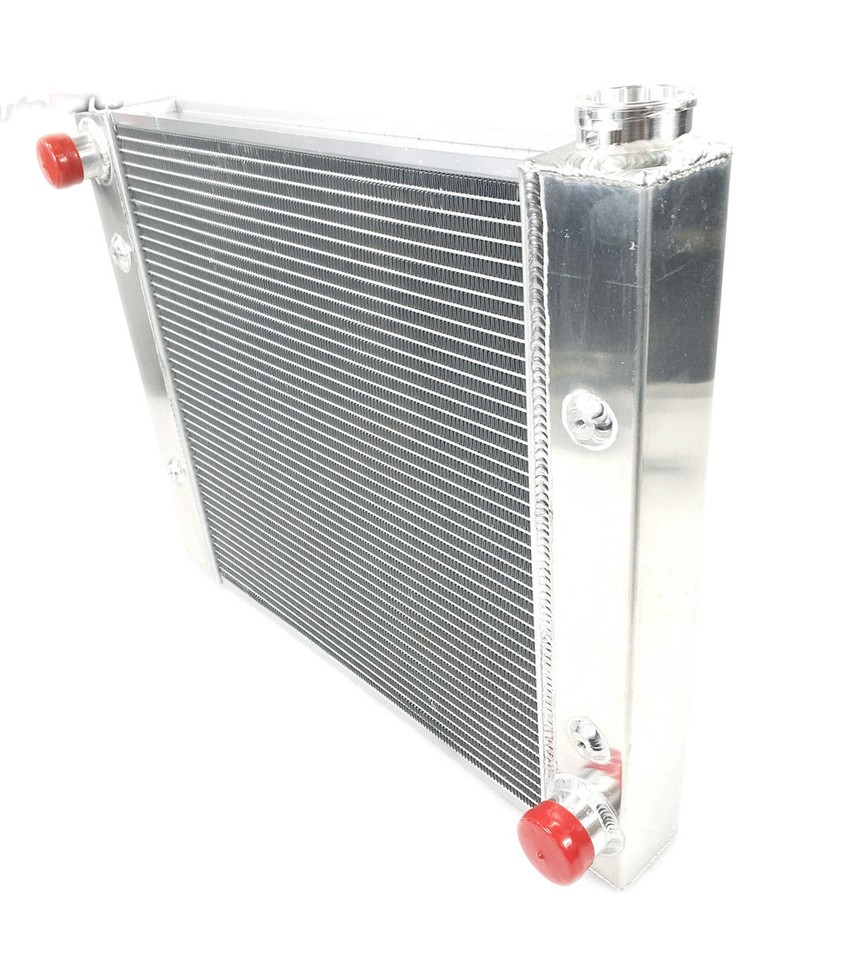 2 Row Universal LEFT Inlet Aluminum Radiator Oversize 22.5"x20.2"x3.75 ...