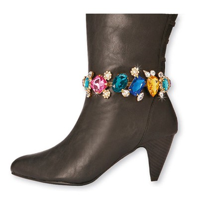 NEW Deluxe Jeweled BOOT Bracelet Bright Gemstones Adjustable Tie On ...