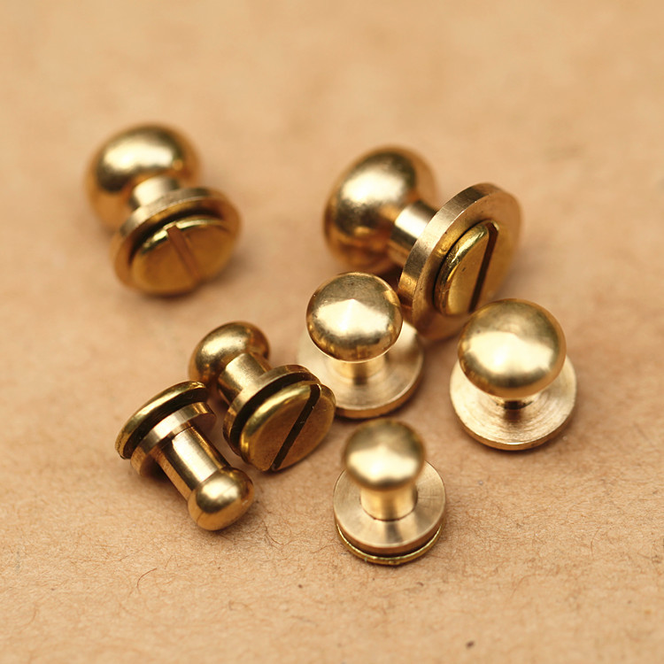 5-50pcs Stud Screw Round Head Solid Brass Nail Rivet Chicago Button DIY ...