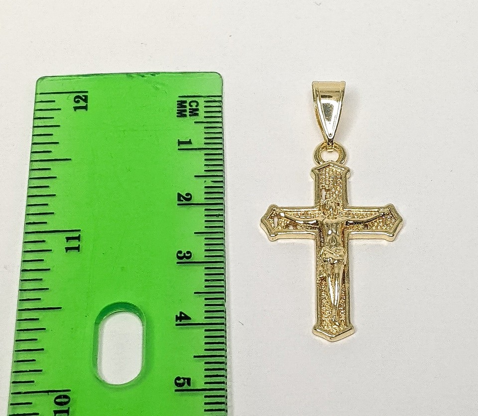 Gold Plated Mini Dainty Cross Jesus Crucifix Pendant Oro Cruz Crucifijo ...