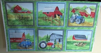 1 Wonderful "Green Mountain Farm" Cotton Quilting Crafting Fabric Panel ...