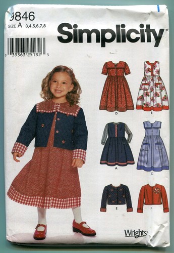 Simplicity Pattern 9846 Child Dress Jumper Jacket w/Lining Option Size ...