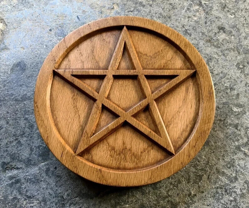 Wicca Ceremonial The Altar Pentacle - Carved in Solid Oak - Witchcraft ...