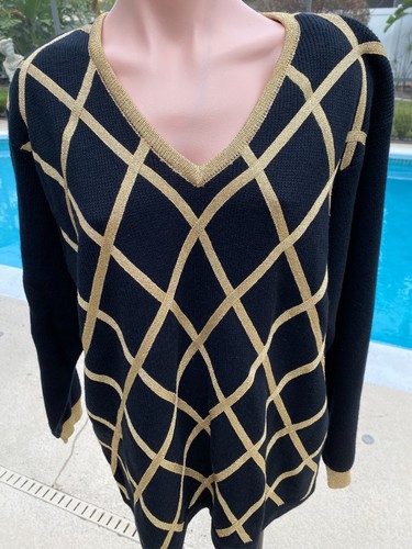 Bechamel Gold Ribbon sweater XL Shoulder Pads Womens Black | eBay