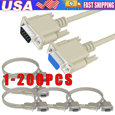 DB9 RS232 Male to Female Serial Port Extension Cable Cord3ft/5ft/10ft ...