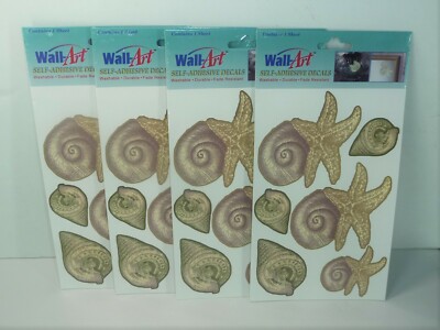 Wall Art Self Adhesive Decals Sea Shells Washable Fade Resistant New ...