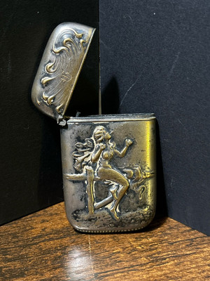 Vintage Silverplate Art Nouveau Nude Women Match Case Safe Vesta Nymph ...