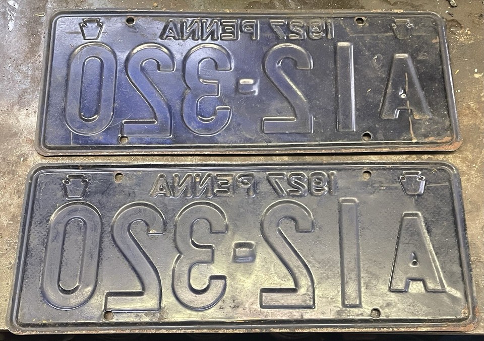 ORIGINAL 15" LICENSE PLATE 1927 PENNA PENNSYLVANIA PASSENGER / TRUCK # ...