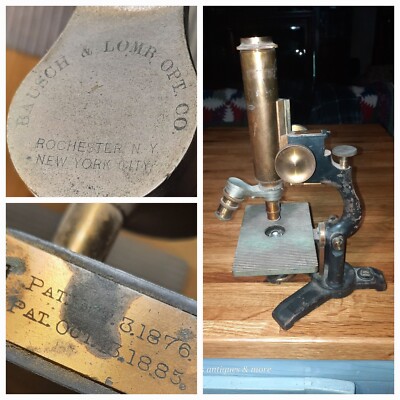 Rare Antique BAUSCH & LOMB Brass Iron Physician's Microscope Patented ...