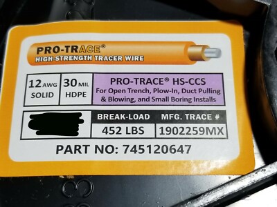 Pro Trace #12awg HS-CCS 30mil HDPE High Strengh CCS Tracer Wire Orange ...