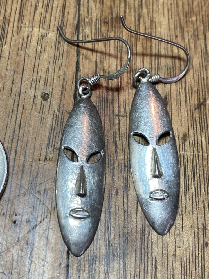 Vintage Sterling 925 Native Southwestern Tribal Mask Dangle Earrings | eBay