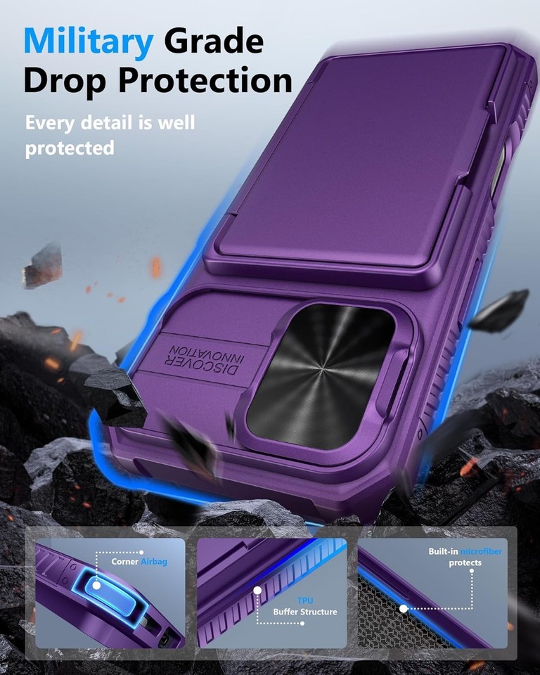 For iPhone 17 Case with Slide Camera Cover w Screen Protector Built-in ...