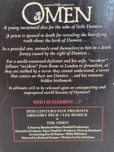 The Omen David Seltzer 1976 1st/5t Signet Horror Novelization 8 pages ...