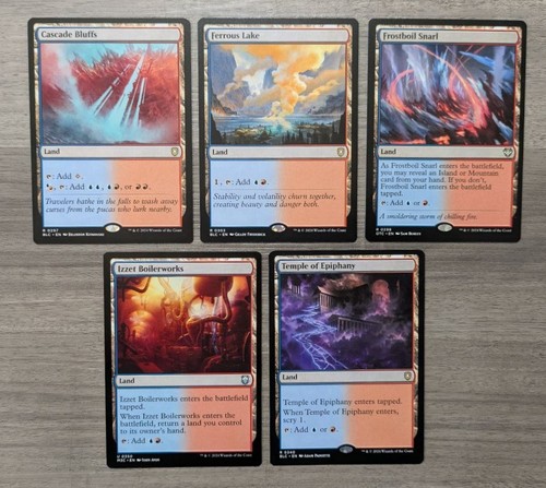 MTG Magic Set of 5 Izzet Dual Lands EDH Commander Deck Staples Blue Red ...
