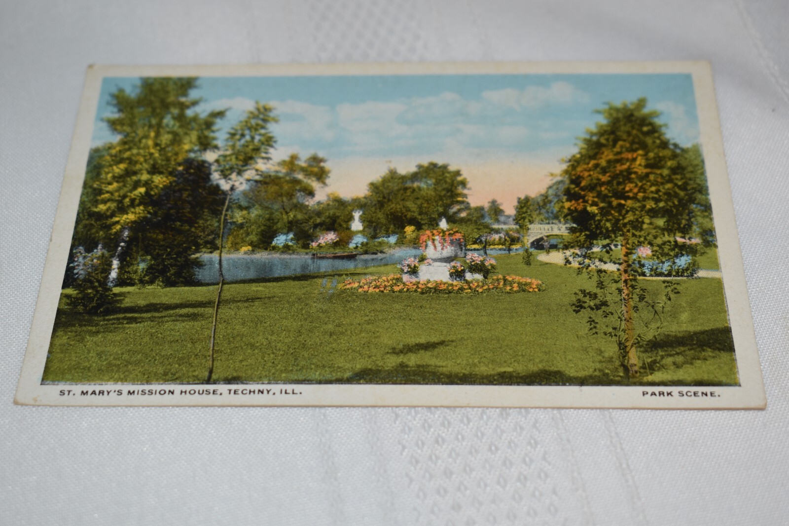 Park Scene St. Mary's Mission House Techny Illinois Postcard Artchrom R ...
