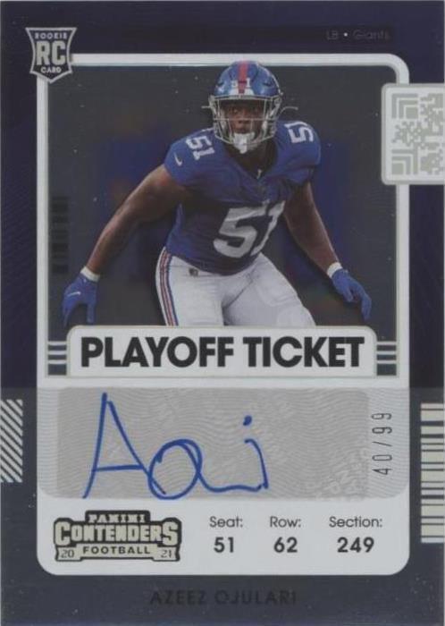 2021 Panini Contenders - Rookie Ticket Azeez Ojulari #169 Playoff ...