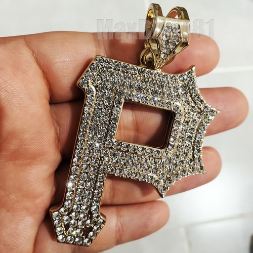 ICED HIP HOP GOLD PLATED LAB DIAMOND PITTSBURGH P RAPPER'S LARGE CHARM ...