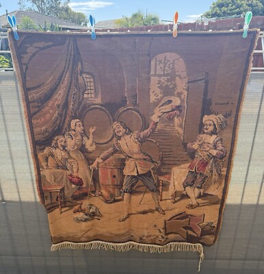 Antique French Handwoven Tapestry 1800’s Renaissance Chateau Musketeer ...