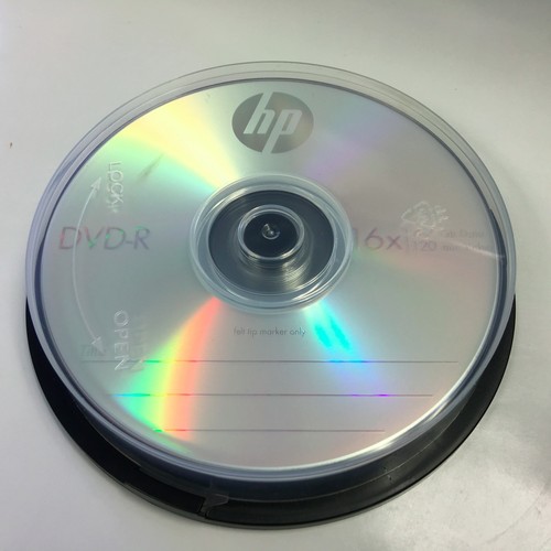 10-Pack HP Logo 16X DVD-R DVDR Recordable Blank Disc Media 4.7GB Cake ...