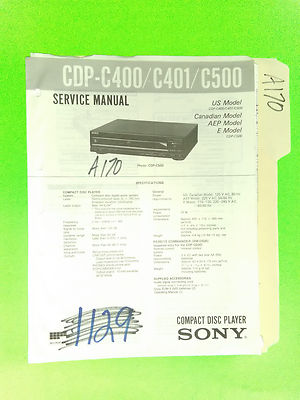 Sony cdp-c400 c401 c500 service manual original repair book stereo cd ...