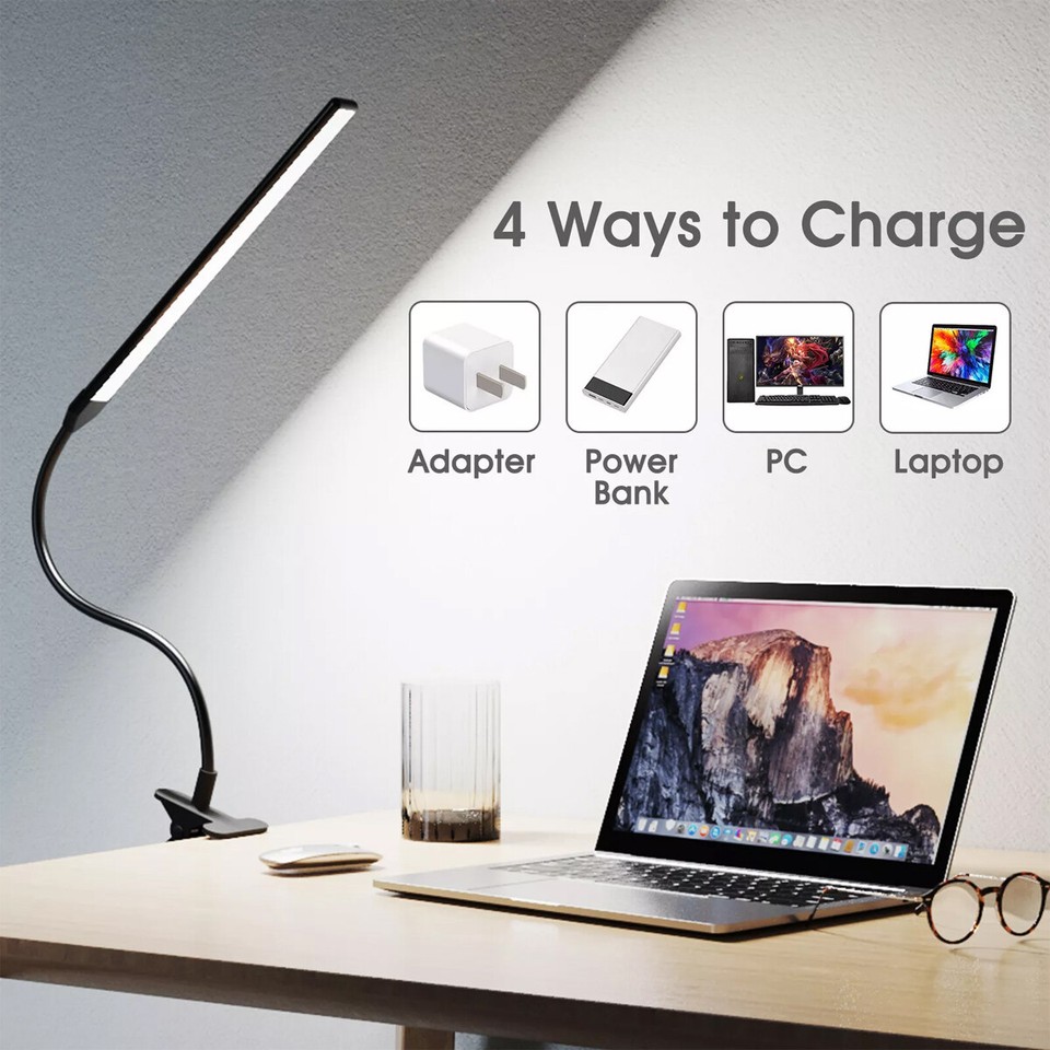 USB Reading Light Flexible LED Lamp Laptop Computer Clip On Bed Desk ...